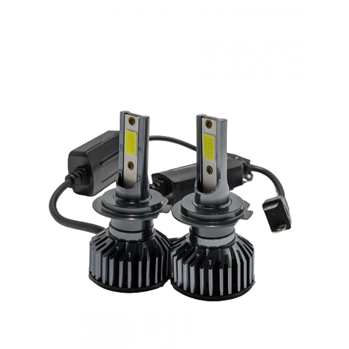 Set 2 becuri auto Led F2 cob H7, Canbus, 100W, 6000k lumina alb-rece, 12.000 lumeni - eMAG.ro