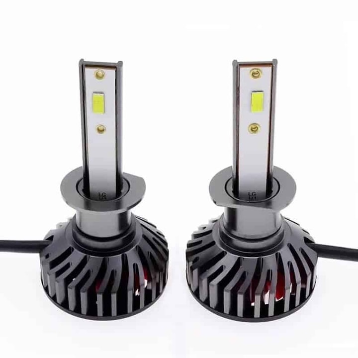 Set 2 becuri LED H1 F2 COB Canbus, 100W, lumina alb-rece, 12.000 lumeni ...