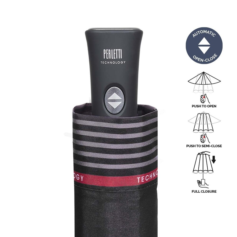 Umbrela automata Perletti Technology 21760, Pentru barbati, Open-Close, Negru - eMAG.ro