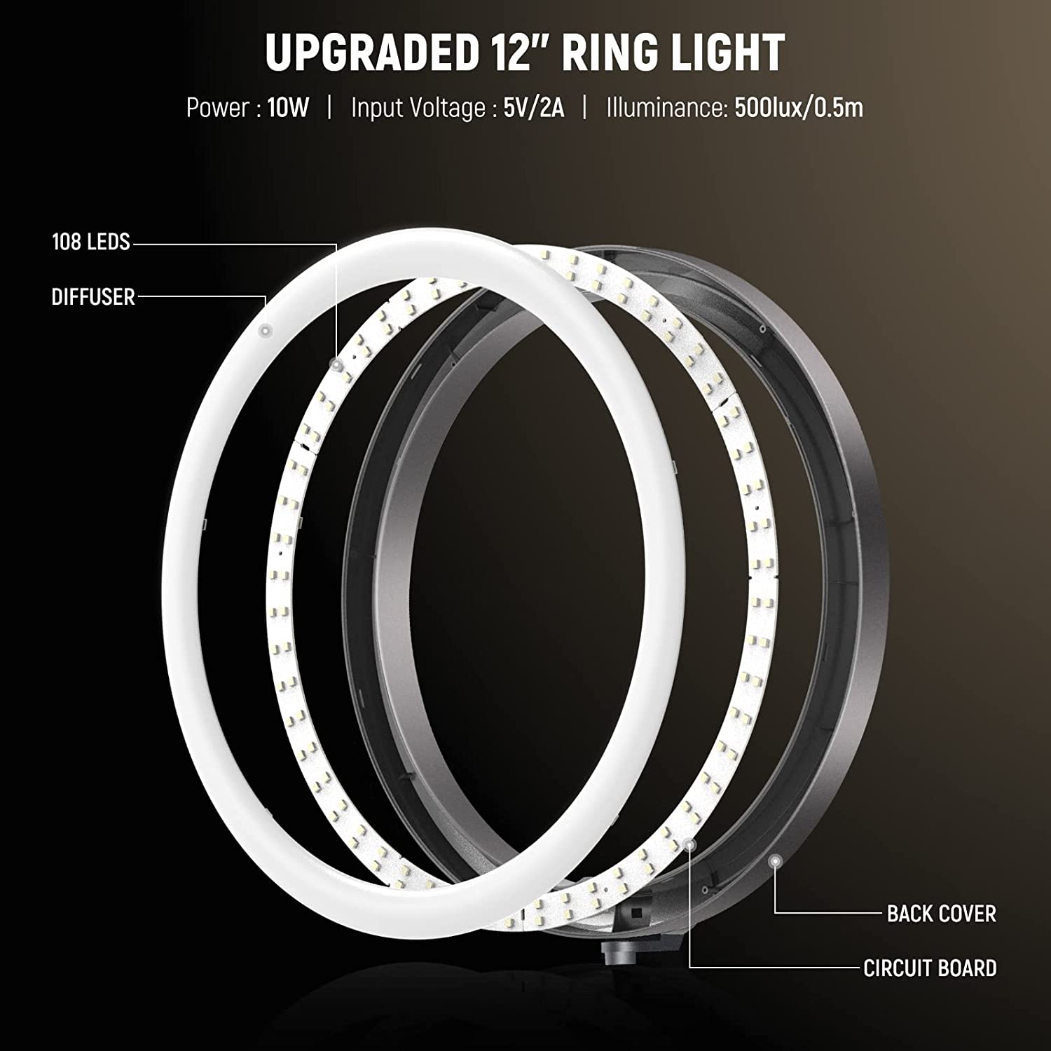Set Lampa circulara LED Ring Light cu trepied si brat cu menghina, cu suport smartphone ...