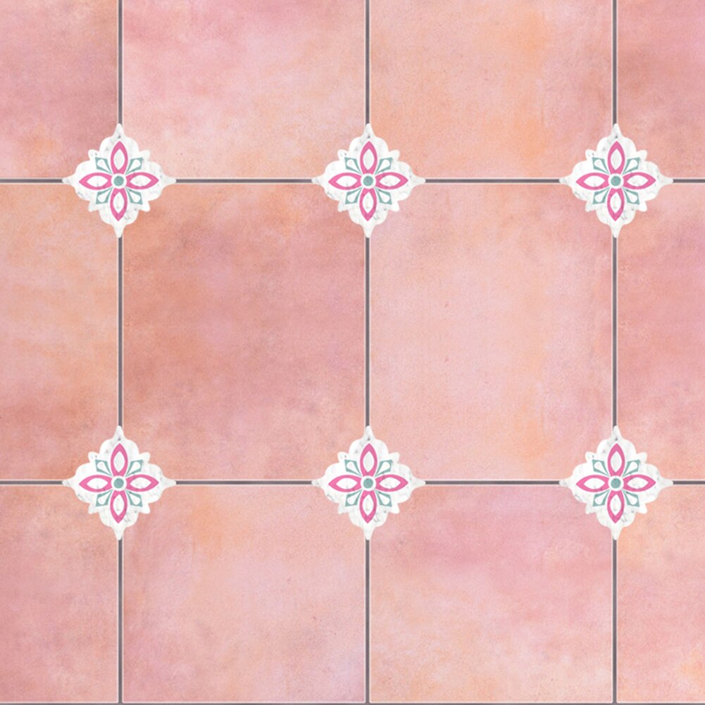 Stickere decorative pentru gresie si faianta Luxer, Set 15 buc, Roz, 7 ...