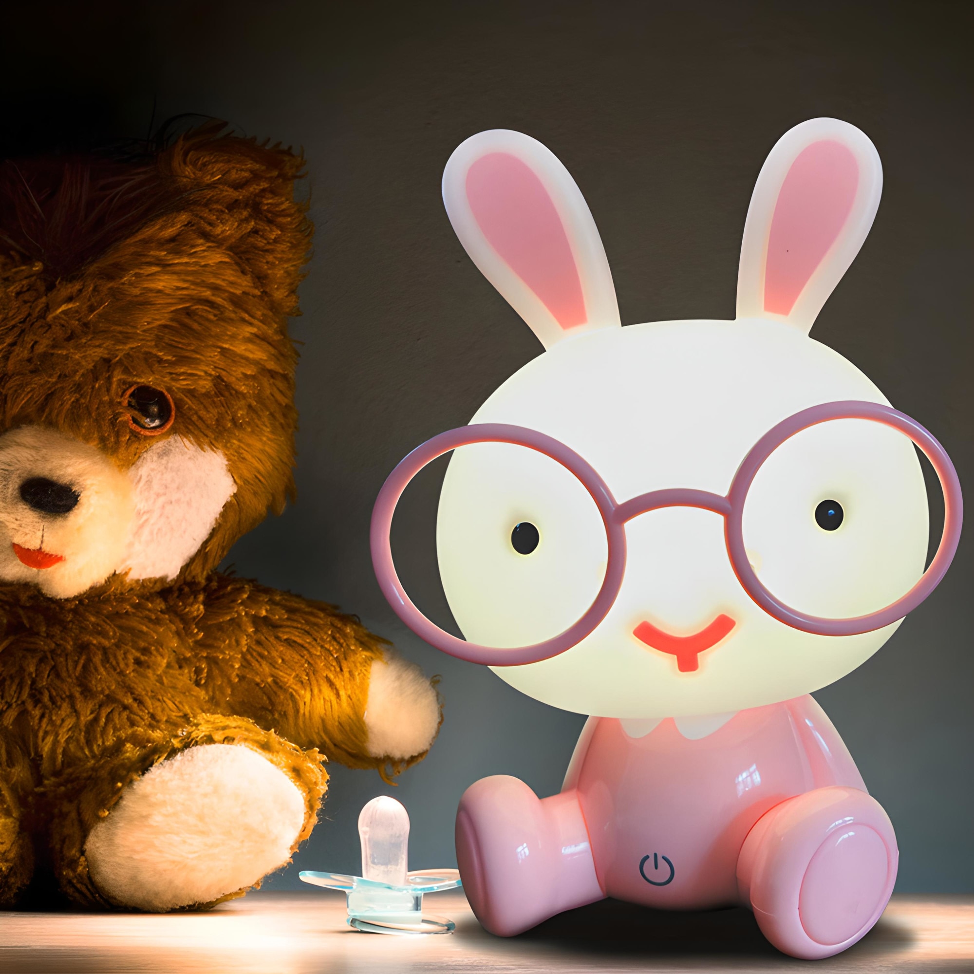 Lampa de noptiera pentru copii, iepure roz, lumina calda - eMAG.ro