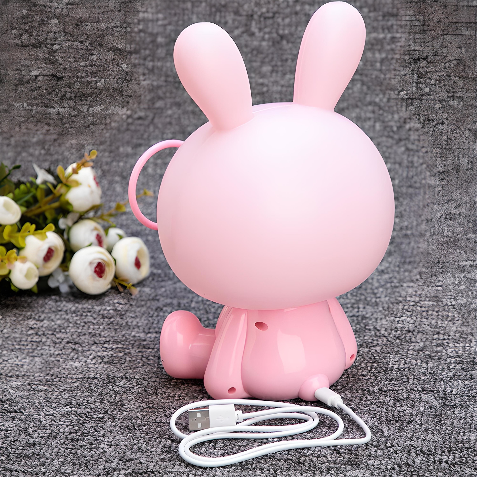 Lampa de noptiera pentru copii, iepure roz, lumina calda - eMAG.ro