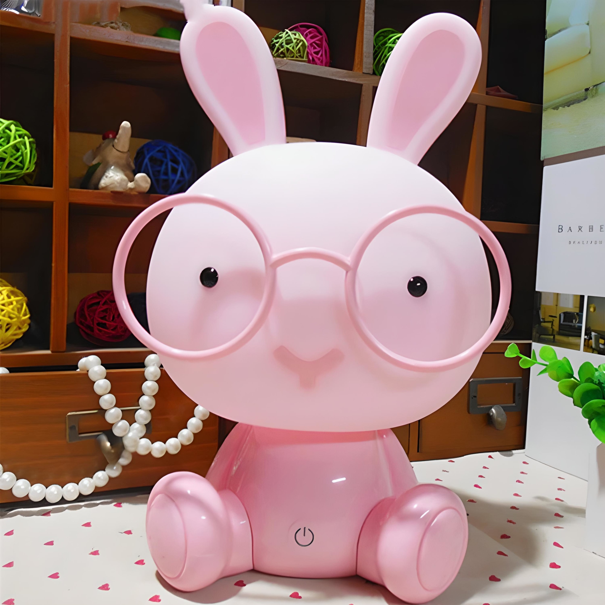 Lampa de noptiera pentru copii, iepure roz, lumina calda - eMAG.ro