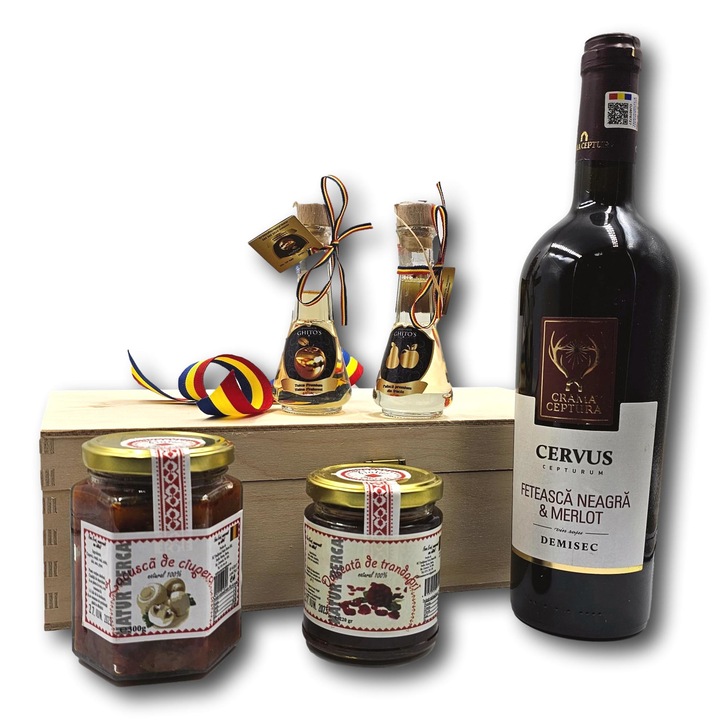 Pachet cadou traditional, CADOURI PREMIUM, model Romanian Flavours cu ...