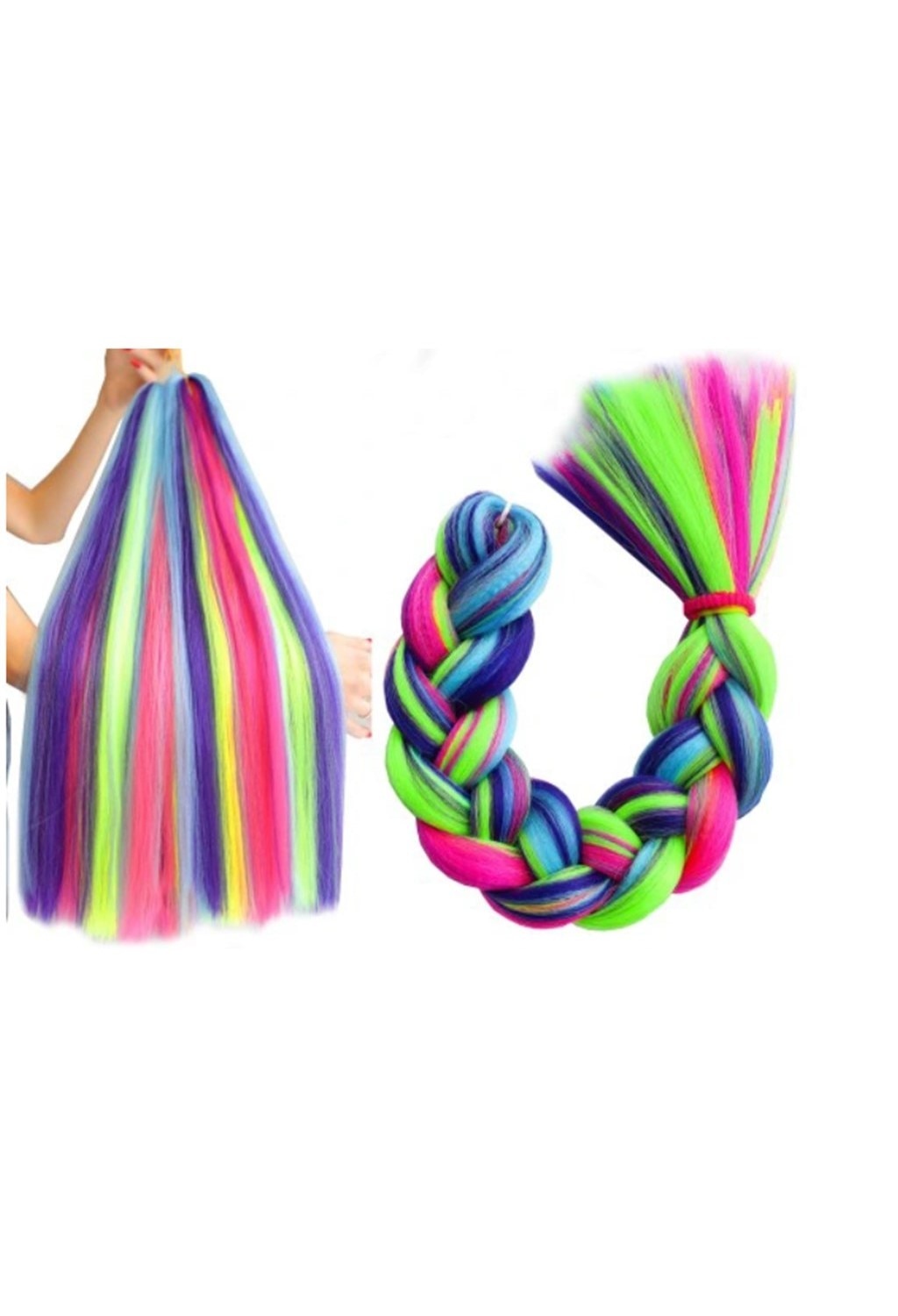 Extensii par sintetic pentru impletituri, Zola®, 60 cm, multicolore ...