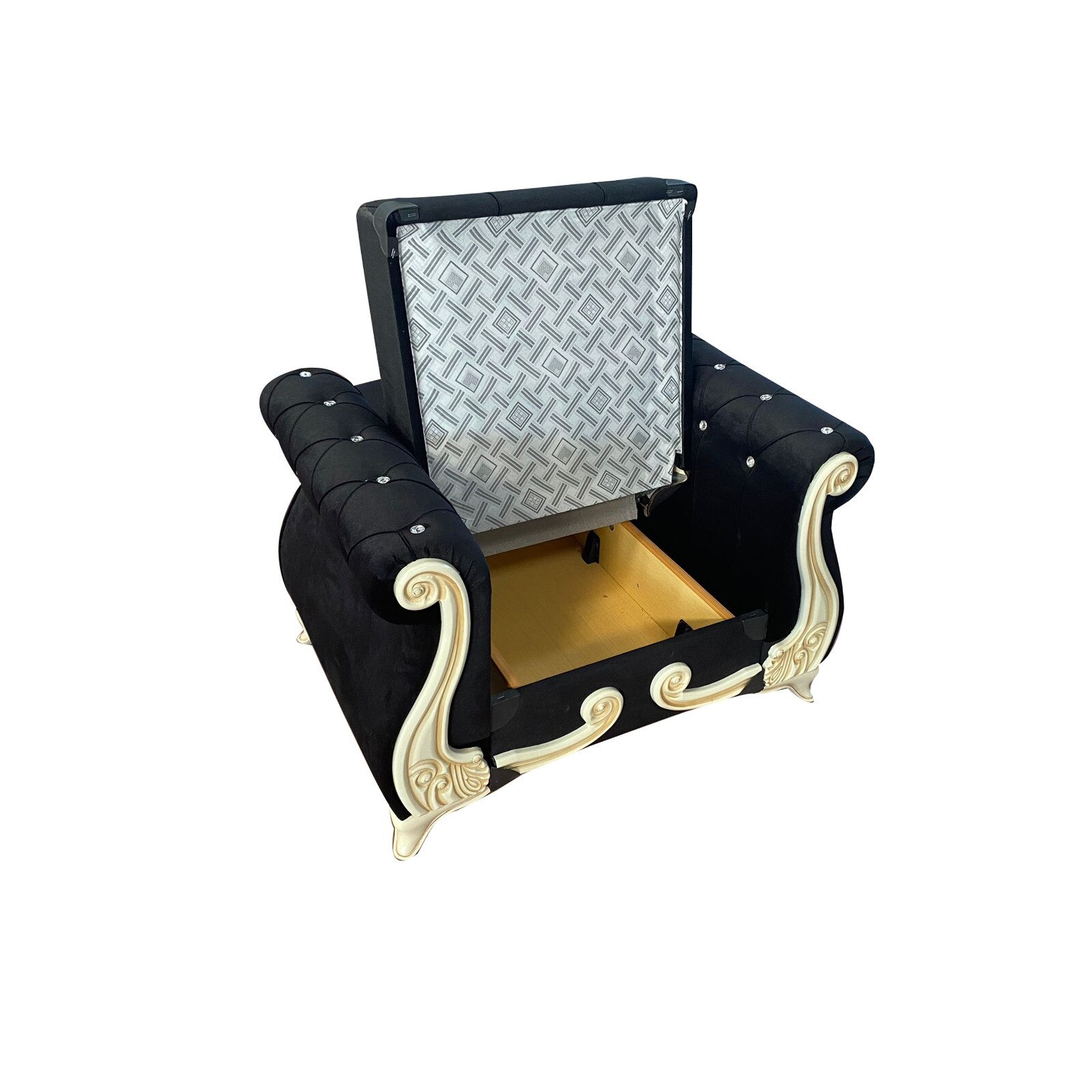 Set canapea extensibila cu doua fotolii imperial negru black home ...