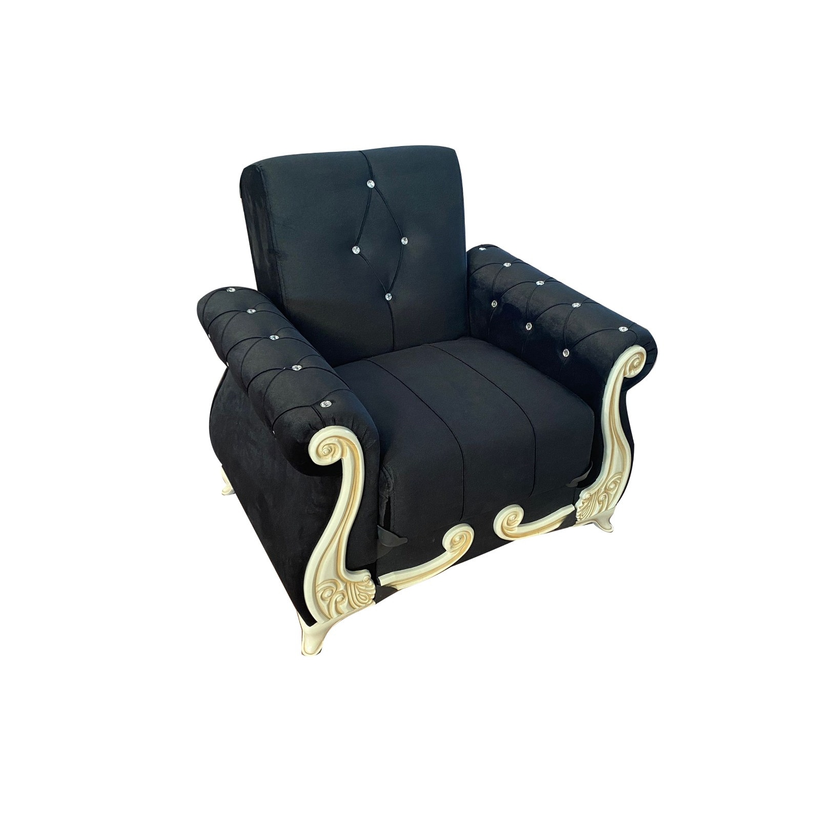 Set canapea extensibila cu doua fotolii imperial negru black home ...