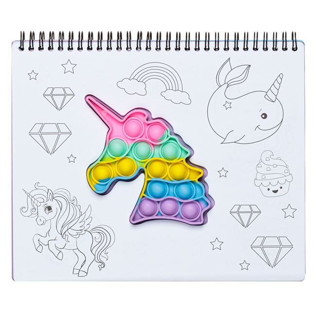 Set Carte cu foi de colorat, autocolante si pop-it, Unicorn, 20 foi ...