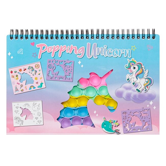Set Carte cu foi de colorat, autocolante si pop-it, Unicorn, 20 foi ...