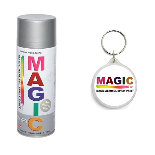 Set Spray vopsea Magic gri platin 450 ml cu Breloc Magic - eMAG.ro
