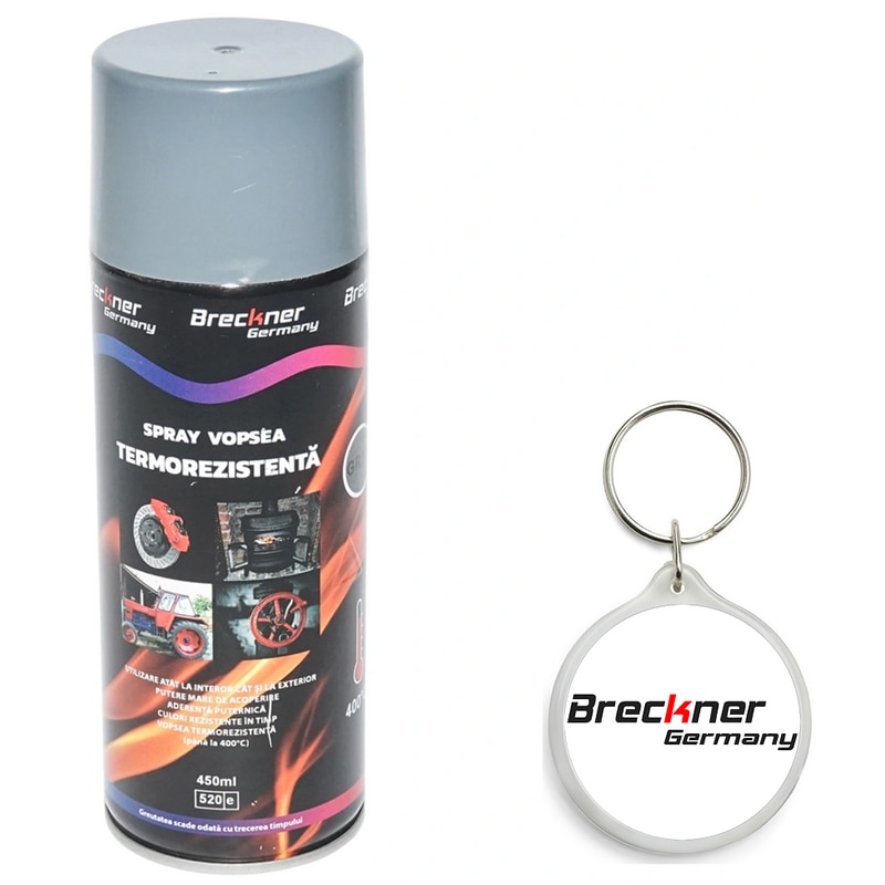Set Spray vopsea acrilic termorezistent la 400 grade gri 450ml Breckner ...