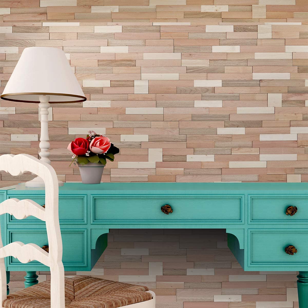 Panouri decorative MODULO Mozaic 3D, 8 placi, lemn masiv in relief ...