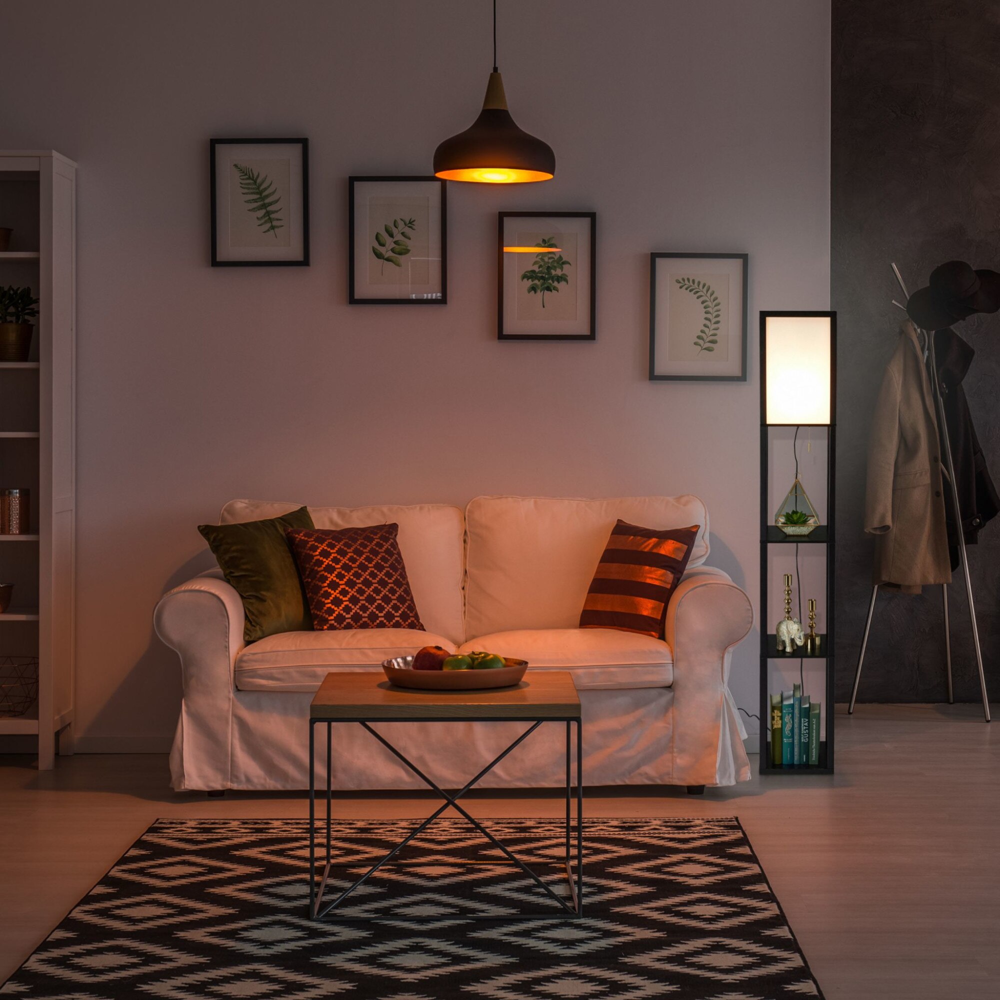 Lampa de podea,161 x 26 x 26 cm, din lemn, E27, 60W, negru/ alb, cu 3 ...