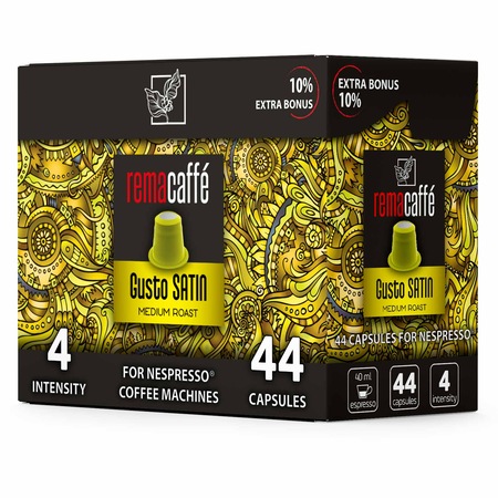 Capsule de cafea REMACAFFE Gusto Satin, Compatibile cu Nespresso, 44 ...