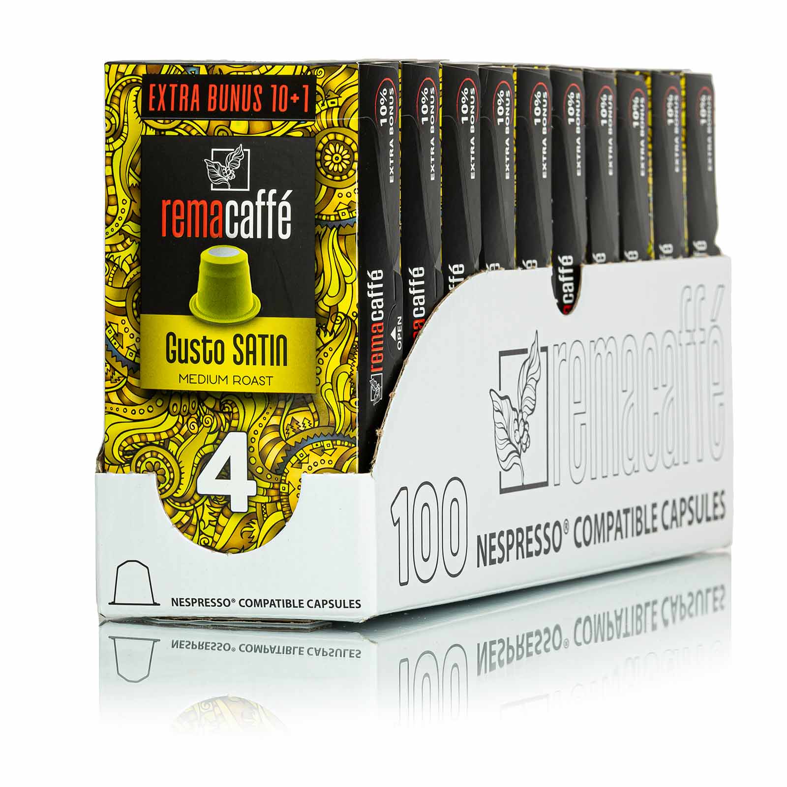 Capsule de cafea REMACAFFE Gusto Satin, Compatibile cu Nespresso, 10x11 ...