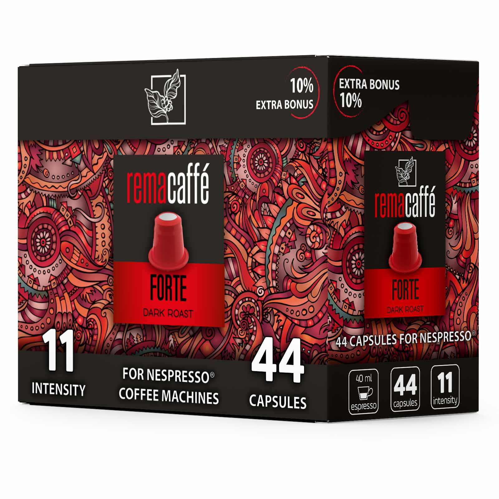 Capsule de cafea REMACAFFE Forte, Compatibile cu Nespresso, 44 buc ...