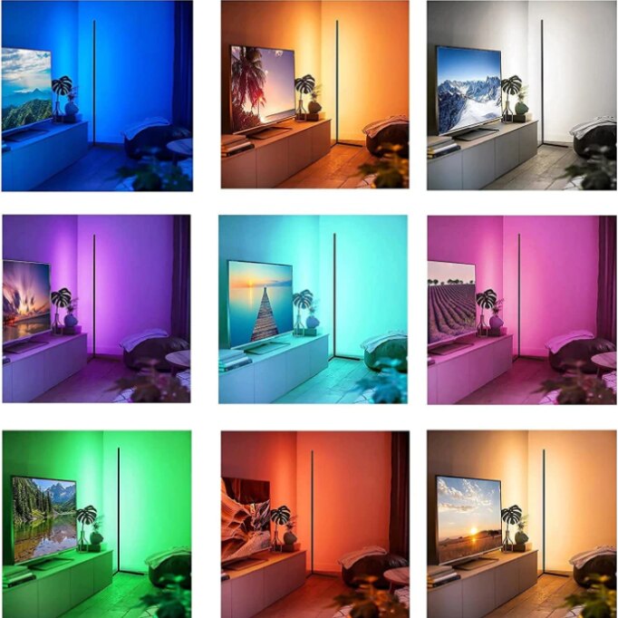 Lampa LED RGB de podea, 140 cm, Telecomanda, USB, Otel, Negru - eMAG.ro