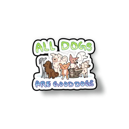 Insigna din lemn cu brosa All dogs are good dogs, multicolor, 3 cm ...
