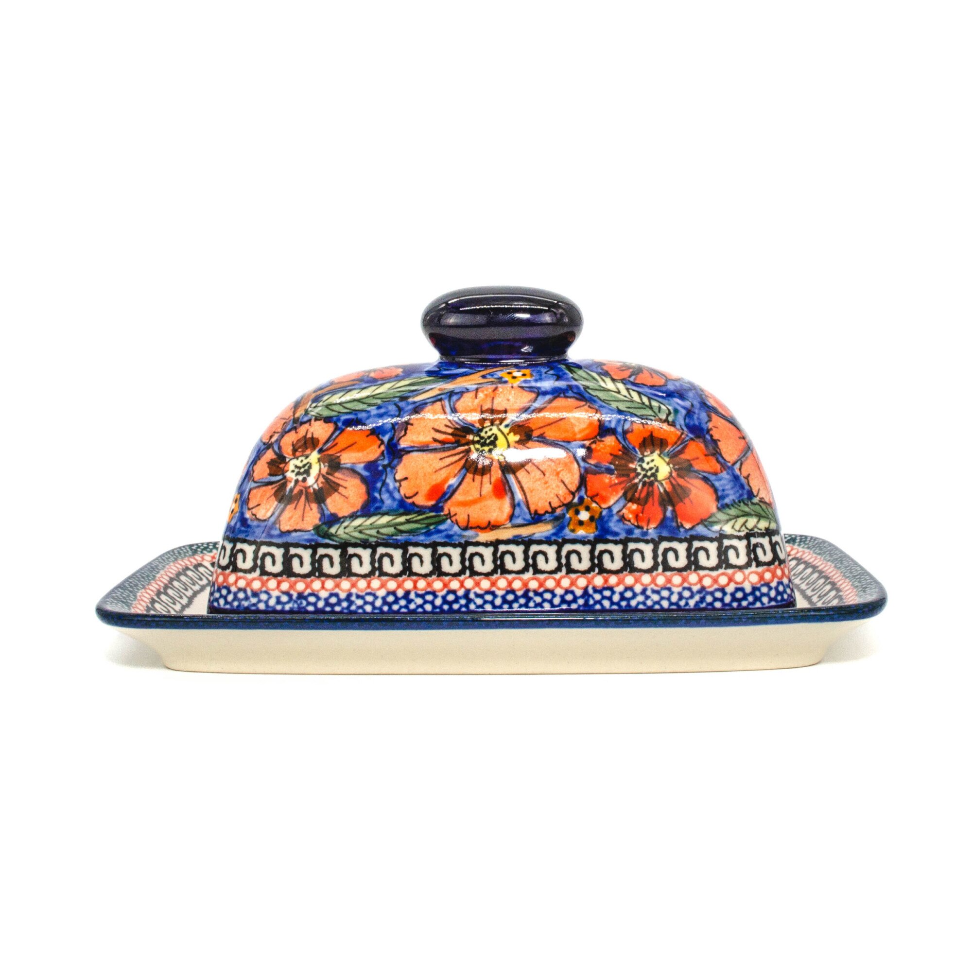 Untiera dreptunghiulara cu capac Poppy Bouquet, ceramica smaltuita ...