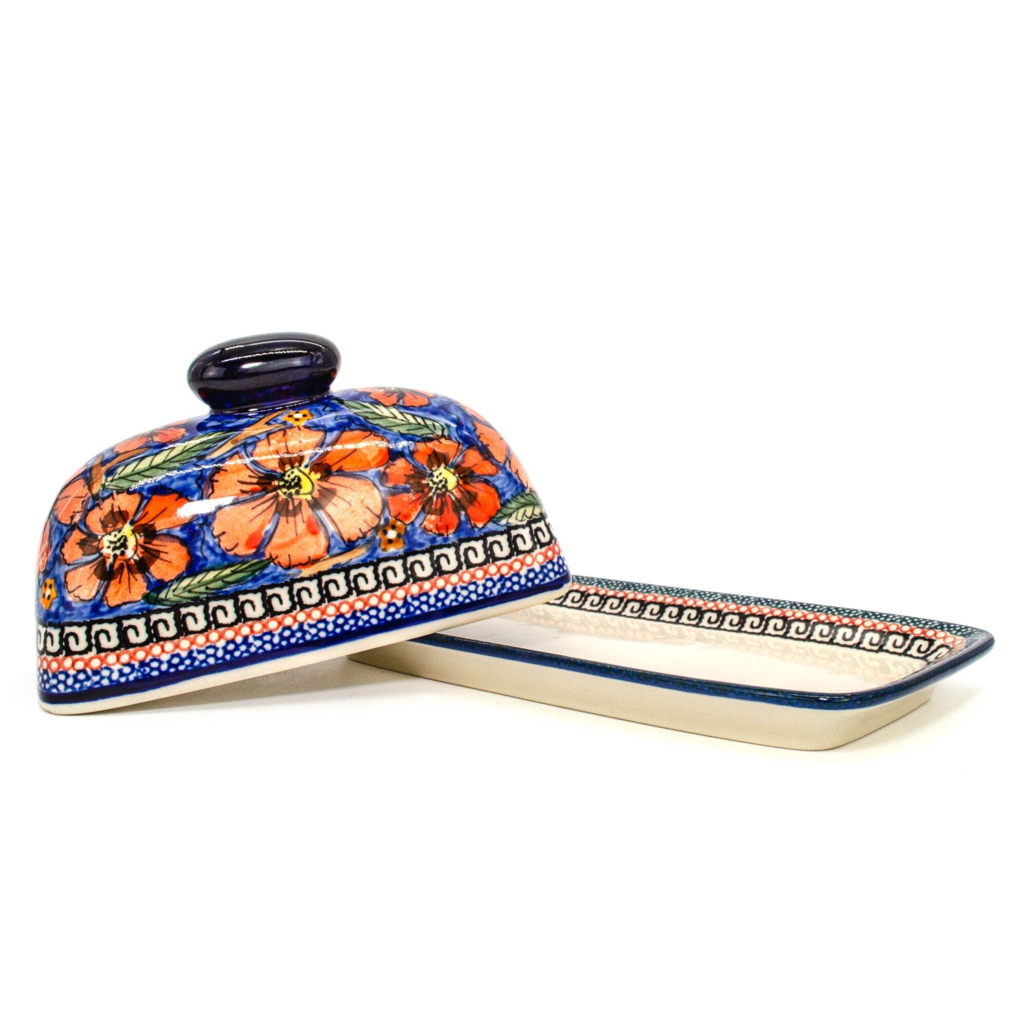 Untiera dreptunghiulara cu capac Poppy Bouquet, ceramica smaltuita ...