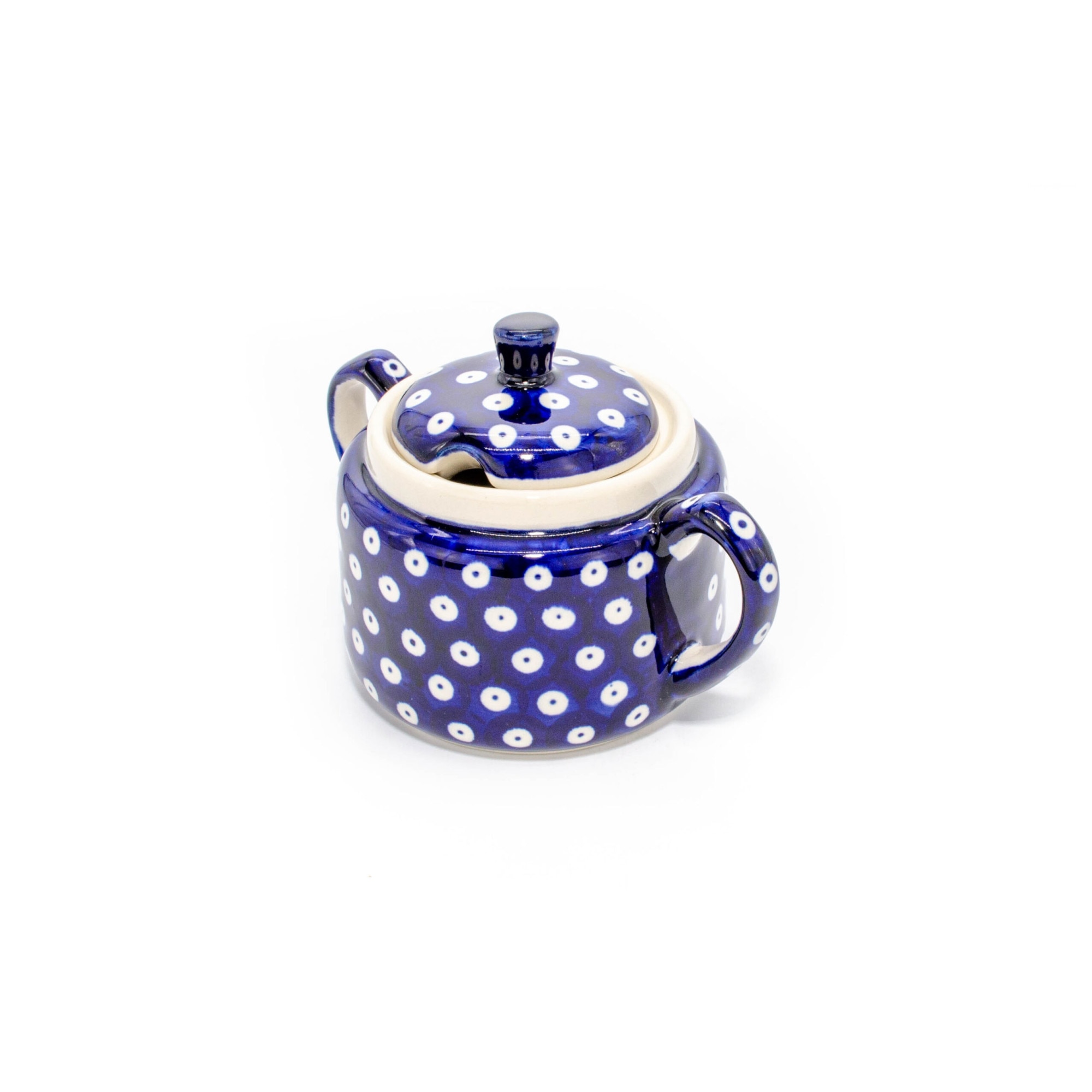 Recipient pentru zahar Blue Eyes, ceramica smaltuita, pictat manual ...