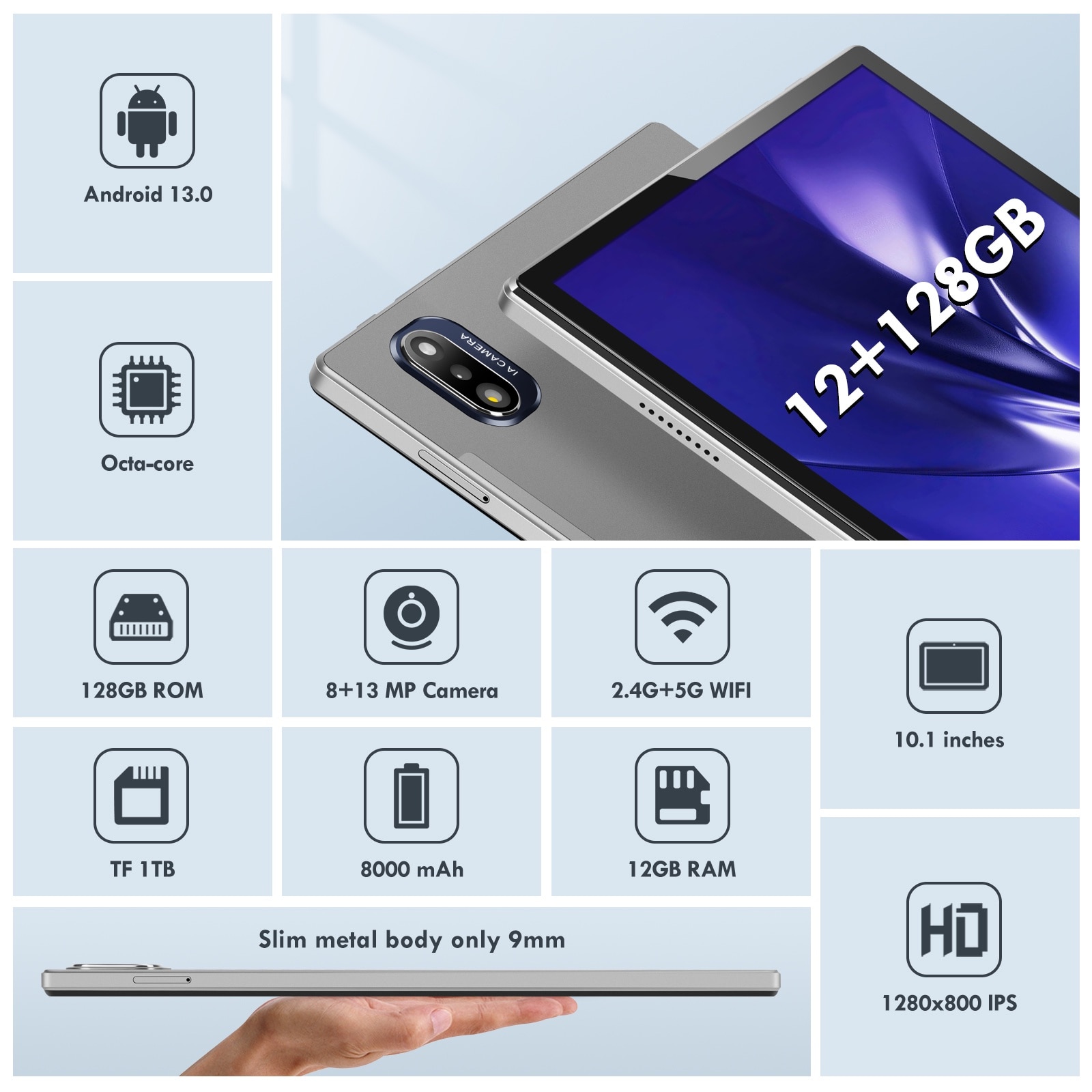 Таблет BRILLAR T12 10-инчов, Android 12, Octa-core, 6GB RAM, 128GB ...