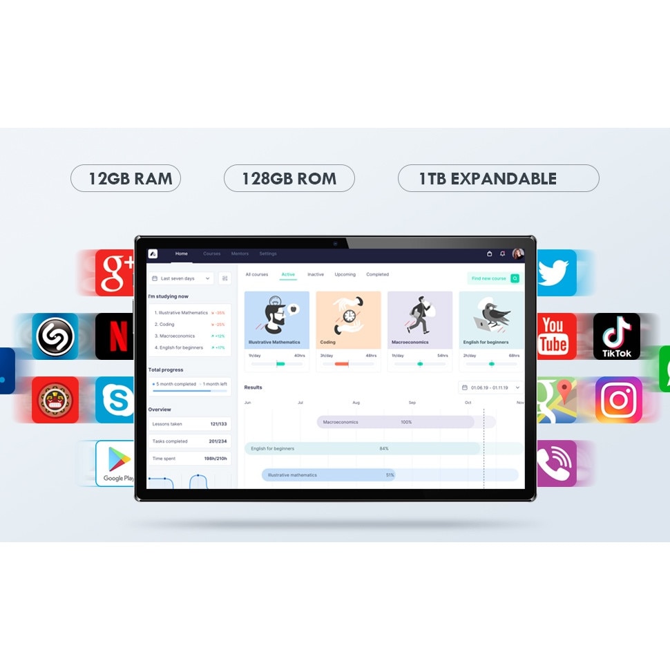 Tableta BRILLAR T16 de 10 inci, Android 13, Opt-nuclee, 12GB RAM+128GB ...