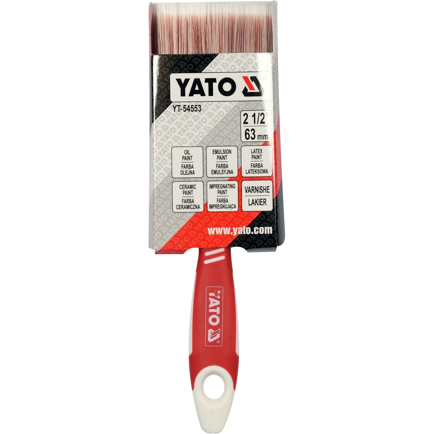 Pensula vopsea, Yato, WR2.5; 63 mm, Rosu/Alb - eMAG.ro
