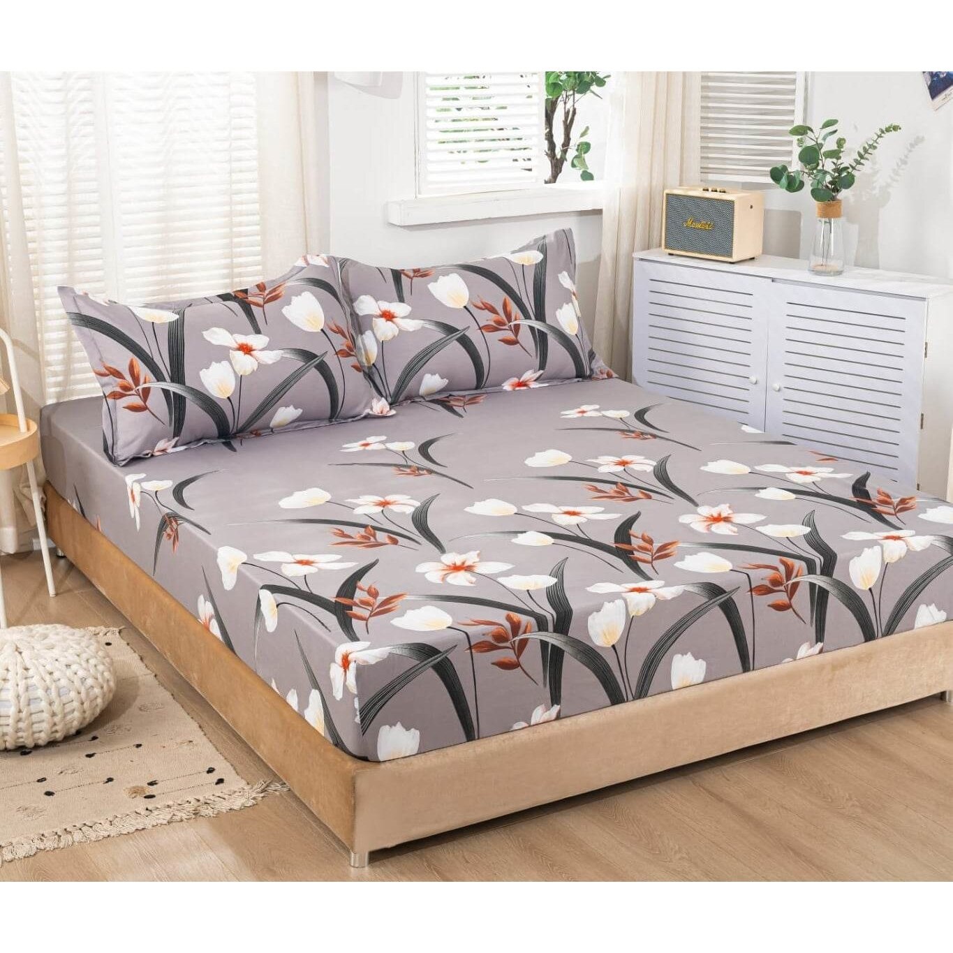 Cearceaf cu elastic 180X200 cm si 2 fete de perna LE00407 - eMAG.ro