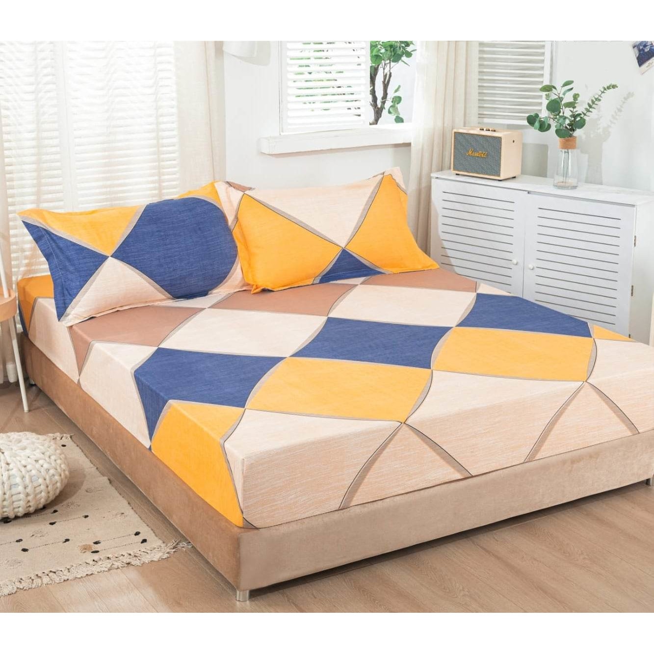 Set cearceaf cu elastic 180X200 cm si 2 fete de perna LE00424 - eMAG.ro