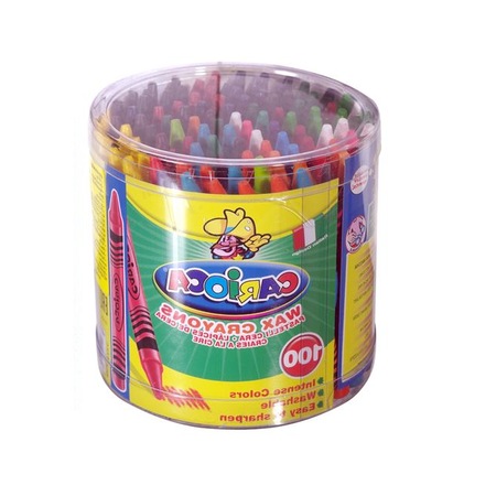 Set 100 Creioane colorate din ceara in cutie de plastic - eMAG.ro