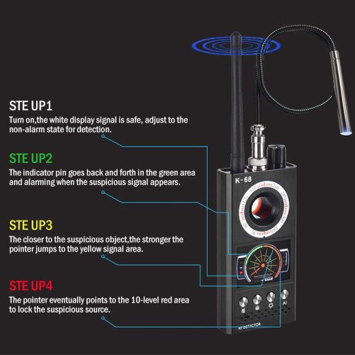 Detector de camere si microfoane spion profesional iUni K68 - eMAG.ro