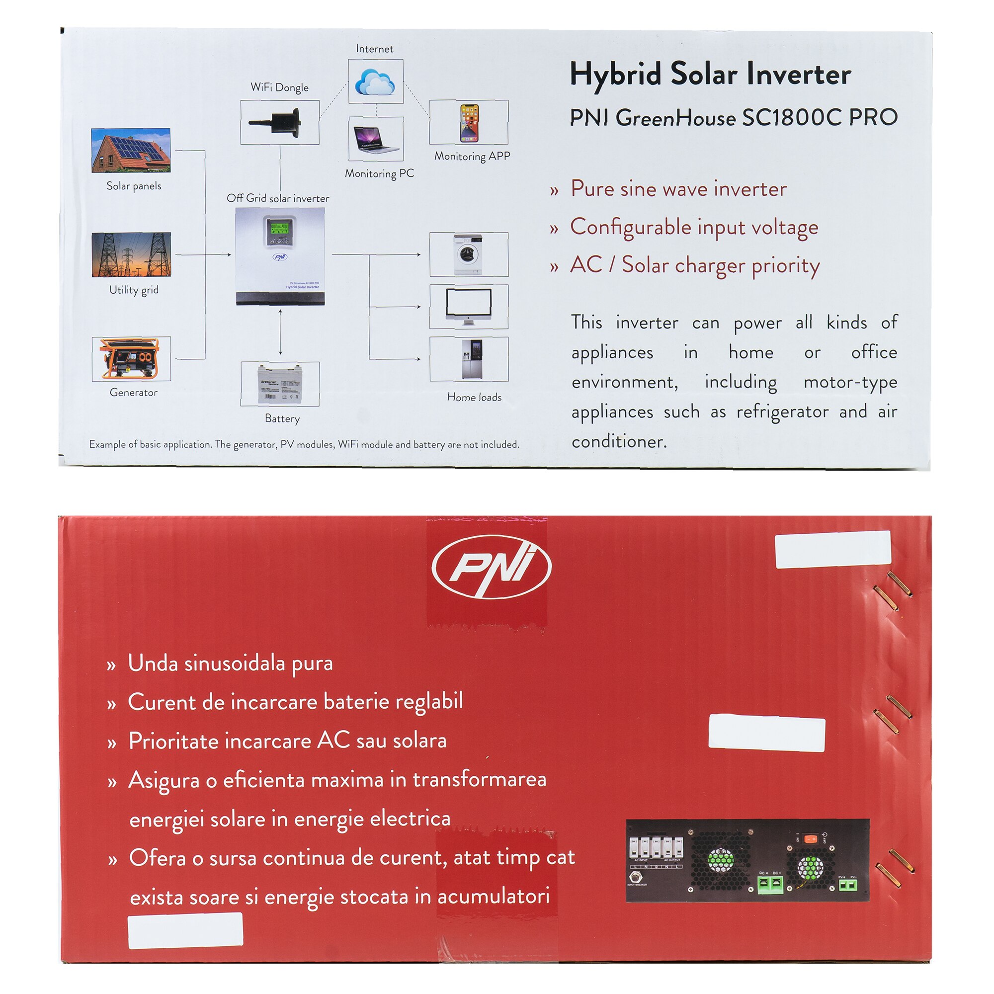 Inverter Charger PNI GreenHouse SC1800C PRO 3KW Solar Inverter - 24V ...