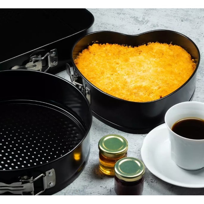 Set tava de copt, forma pentru tort, patrat, rotund, inima, 3 piese ...