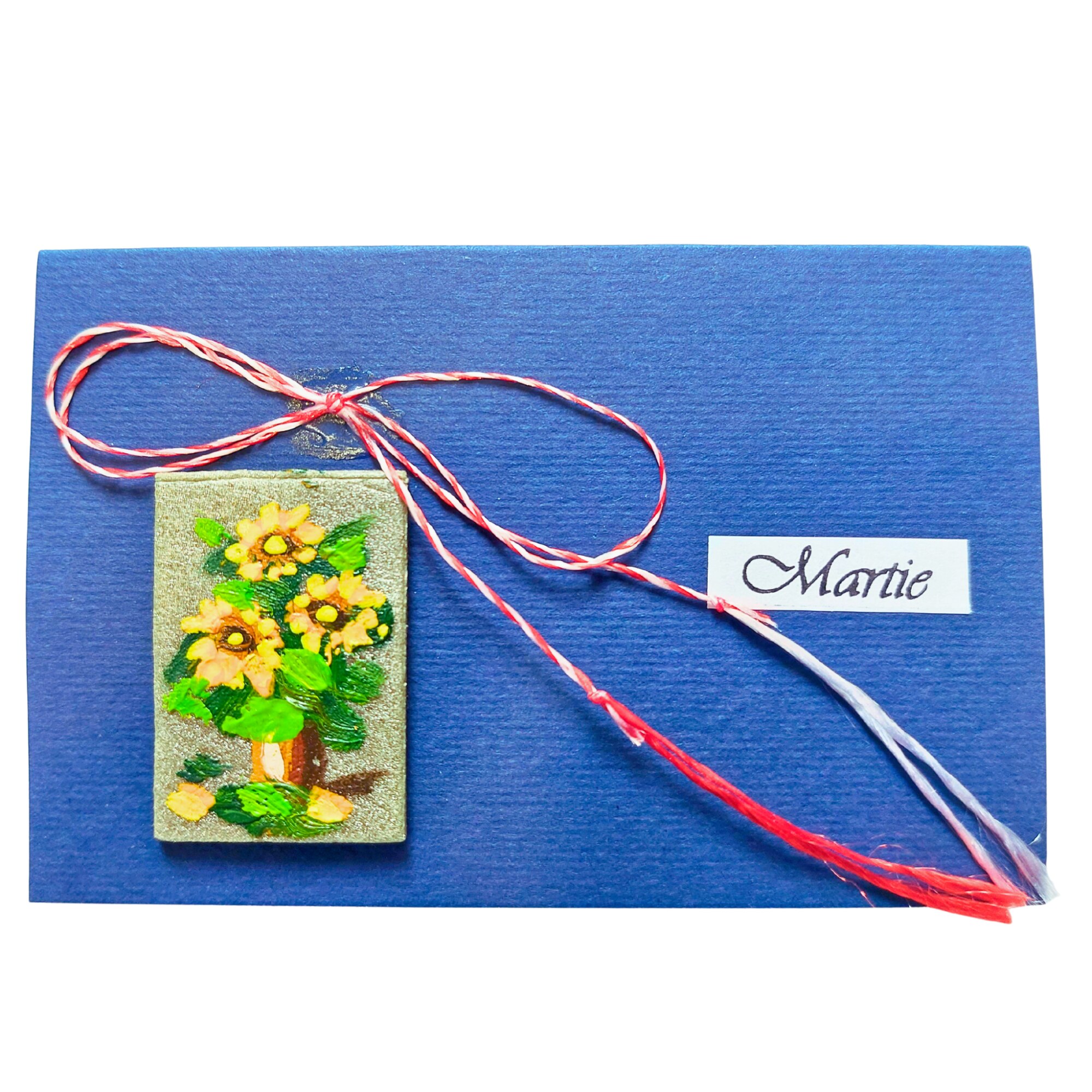 Martisor Felicitare, flori pictate manual, 10 X 6,5 cm, cu plic, set 5 ...