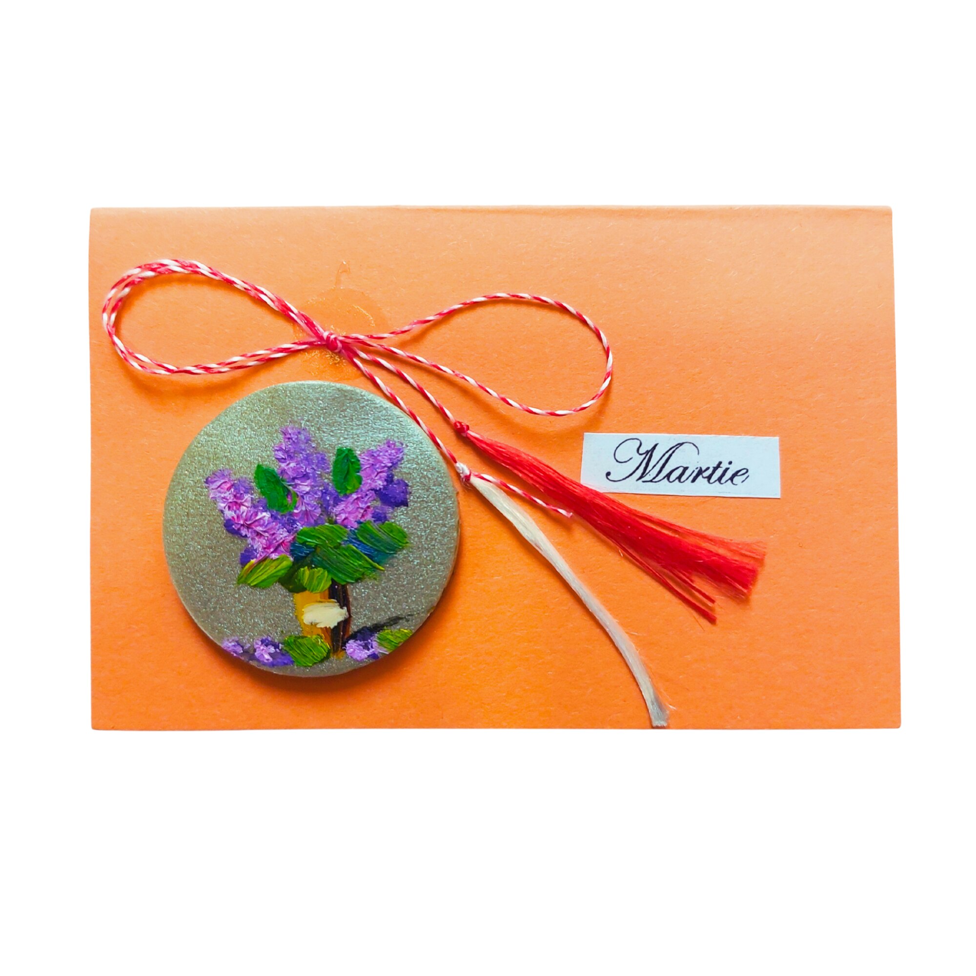 Martisor Felicitare, flori pictate manual, 10 X 6,5 cm, cu plic, set 5 ...