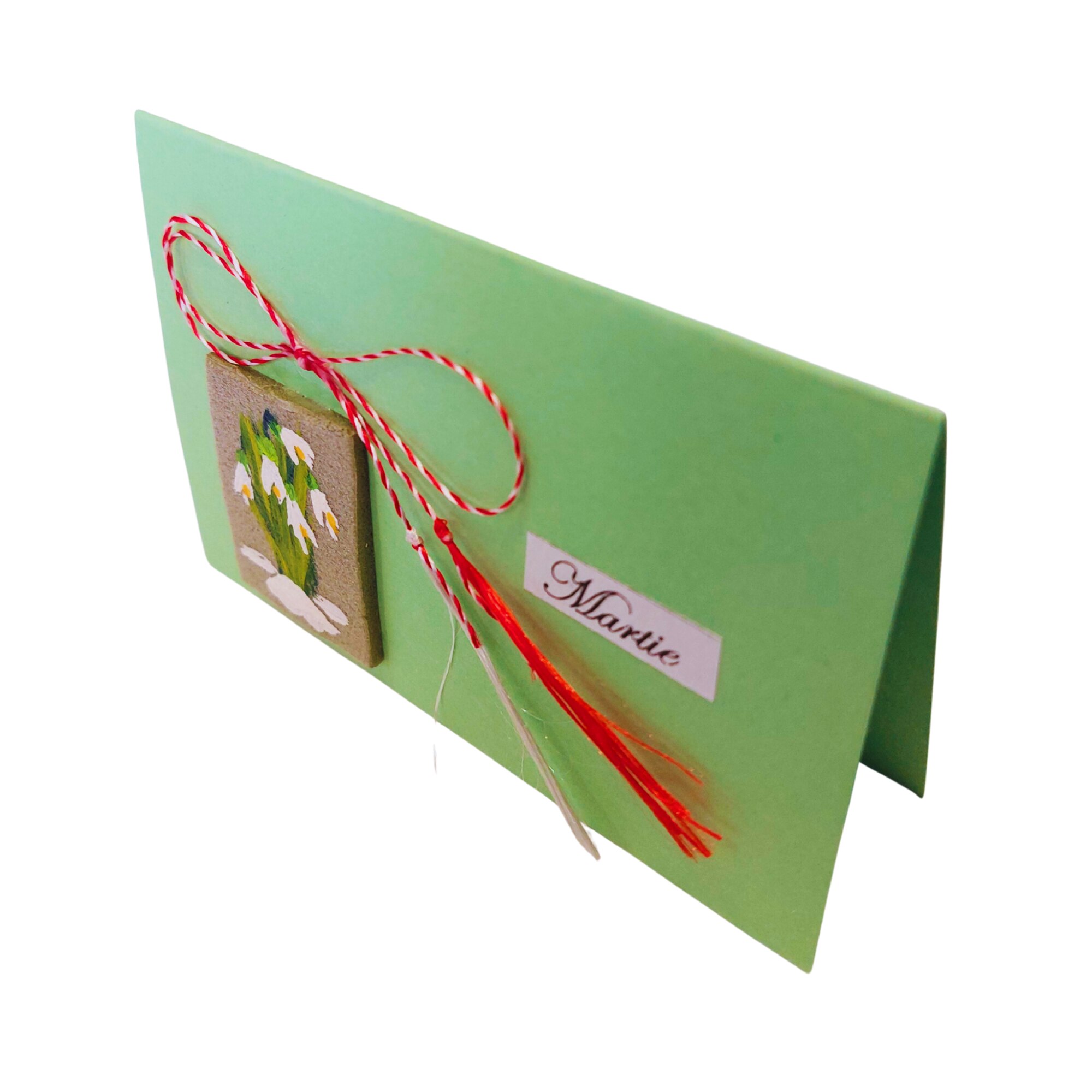 Martisor Felicitare, flori pictate manual, 10 X 6,5 cm, cu plic, set 5 ...