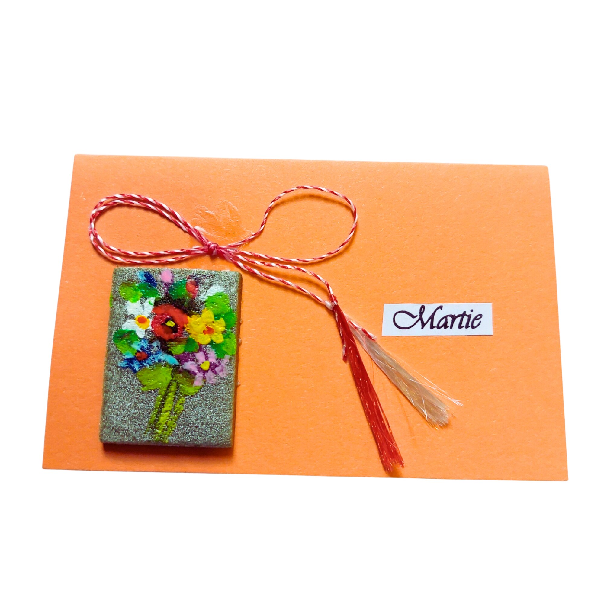 Martisor Felicitare, flori pictate manual, 10 X 6,5 cm, cu plic, set 5 ...