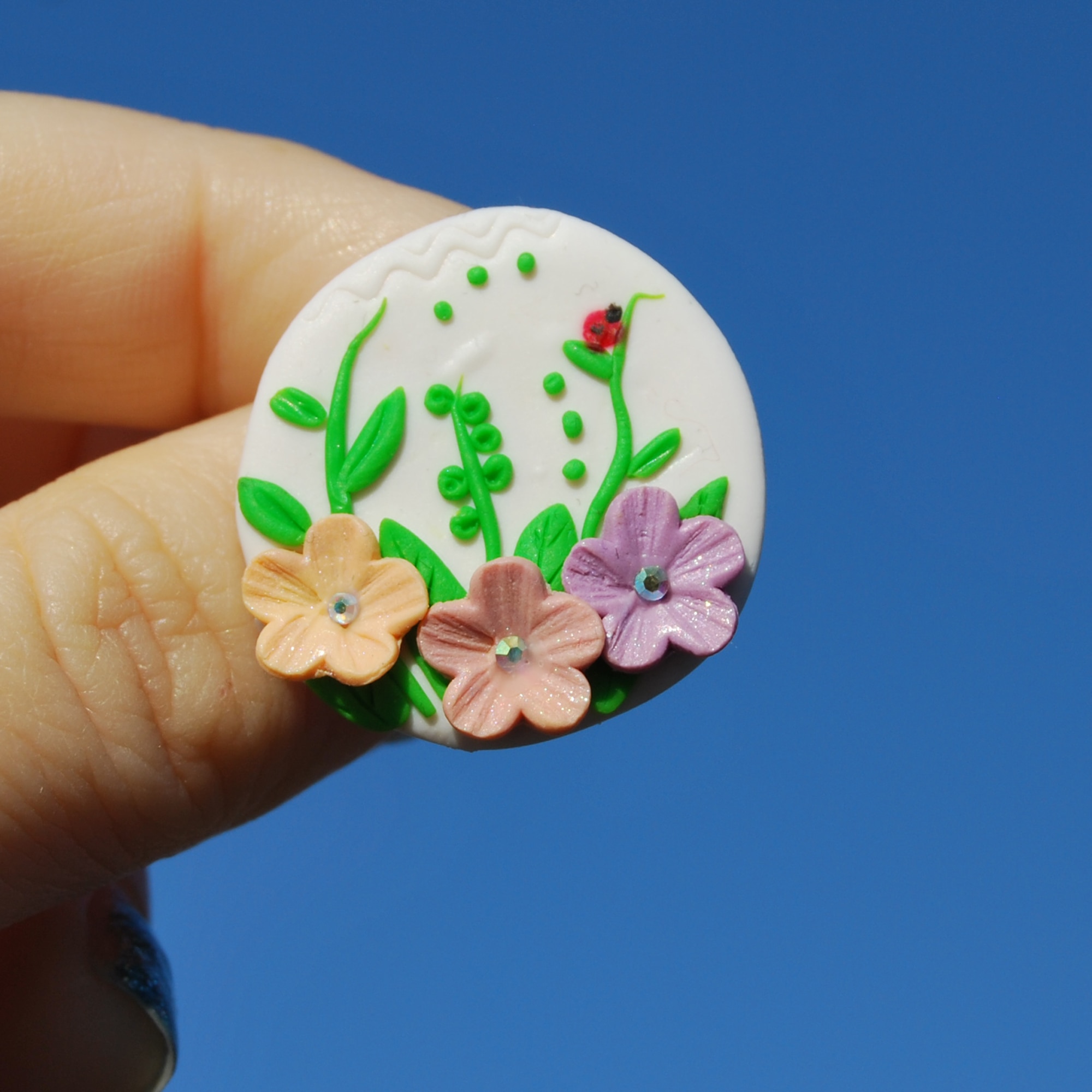 Martisor brosa floricele, CatE, multicolor, lut polimeric, handmade ...