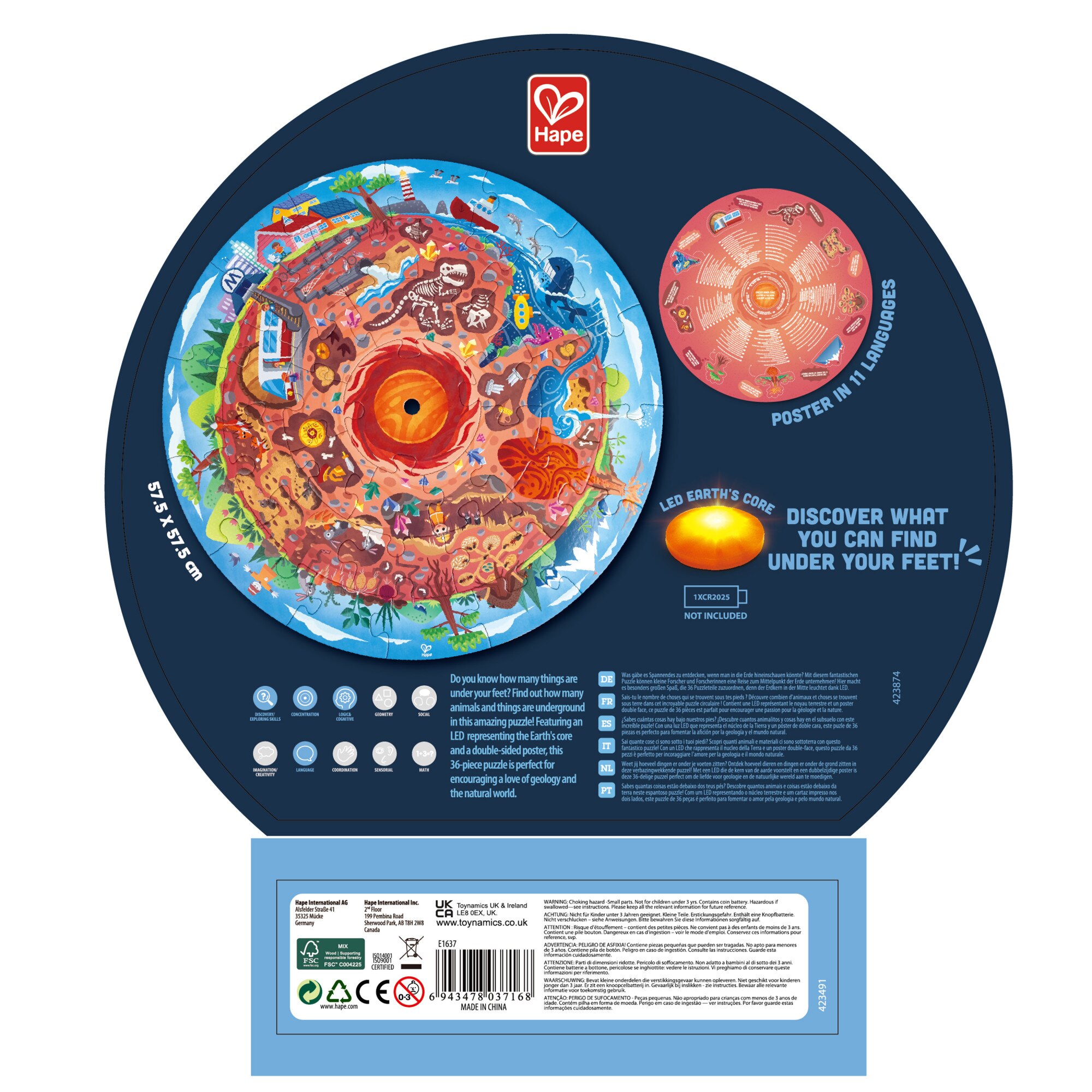 Puzzle rotund cu lumina, Lumea subterana, 36 piese, 4 ani+ - eMAG.ro