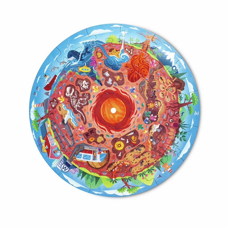 Puzzle rotund cu lumina, Lumea subterana, 36 piese, 4 ani+ - eMAG.ro