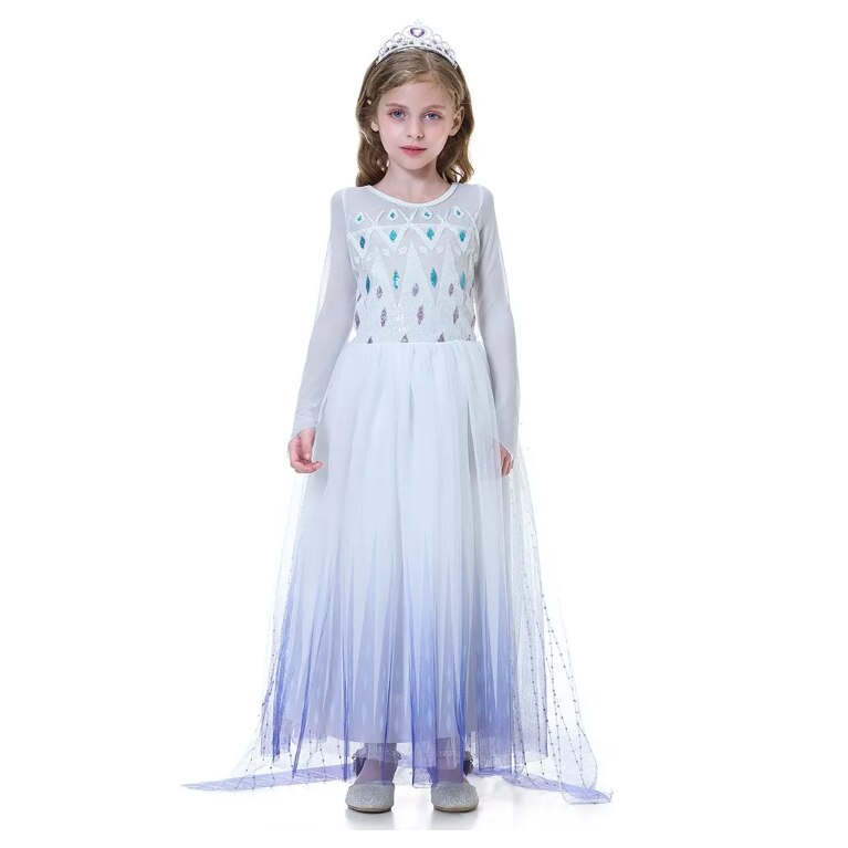 Rochita Frozen Elsa II,, alb/mov/albastru, 126-130 cm - eMAG.ro