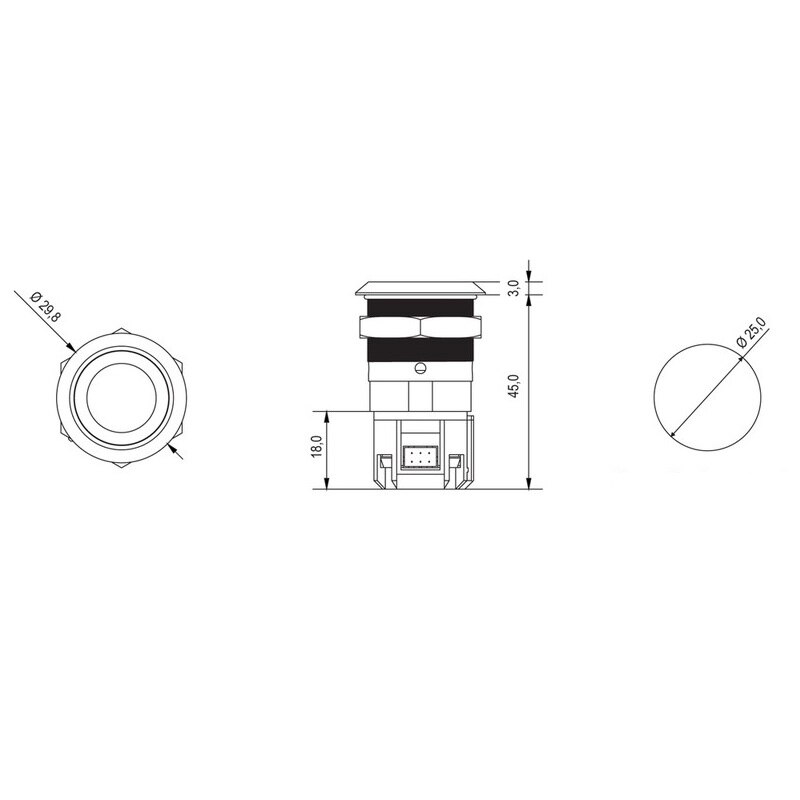 Buton metalic antivandal Alberici, Inel iluminat RGB, 25mm, 6A - eMAG.ro
