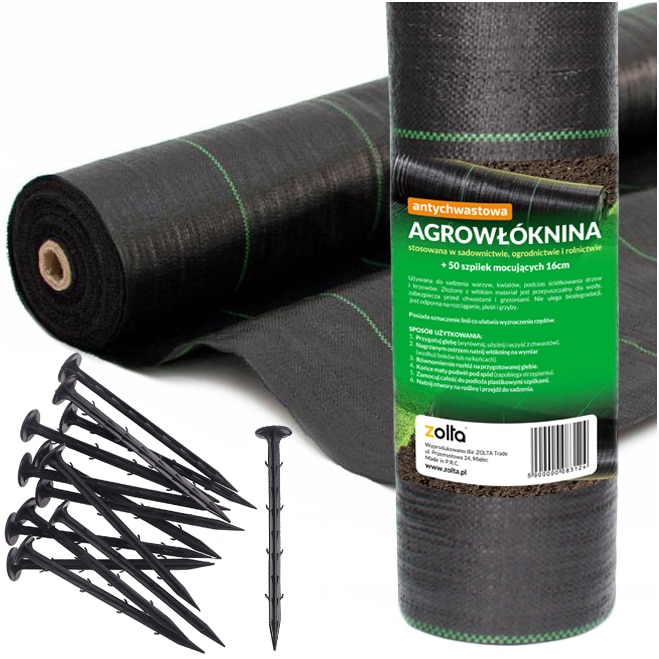 Set cu Folie agrotextil si 50 buc de stifturi de fixare, 1.6x100m, 70g ...