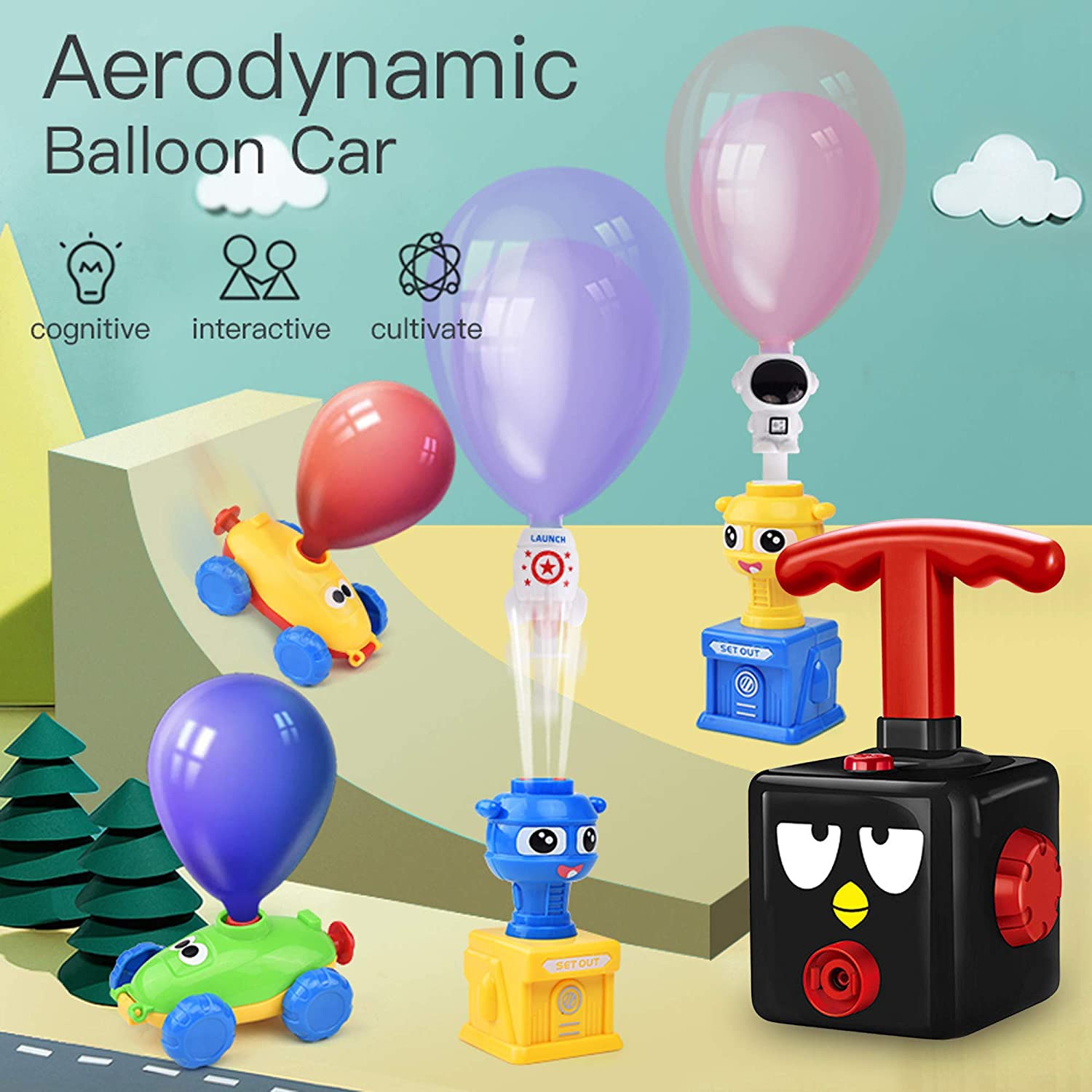 Интерактивен комплект играчки за деца Darklove летящи коли изстрелвач с балон включени 12