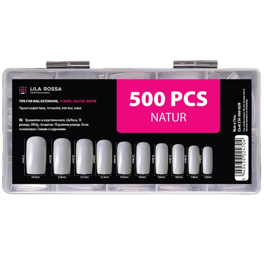 Tipsuri unghii false Lila Rossa, 500 buc, 10 marimi, Natur 02N - eMAG.ro