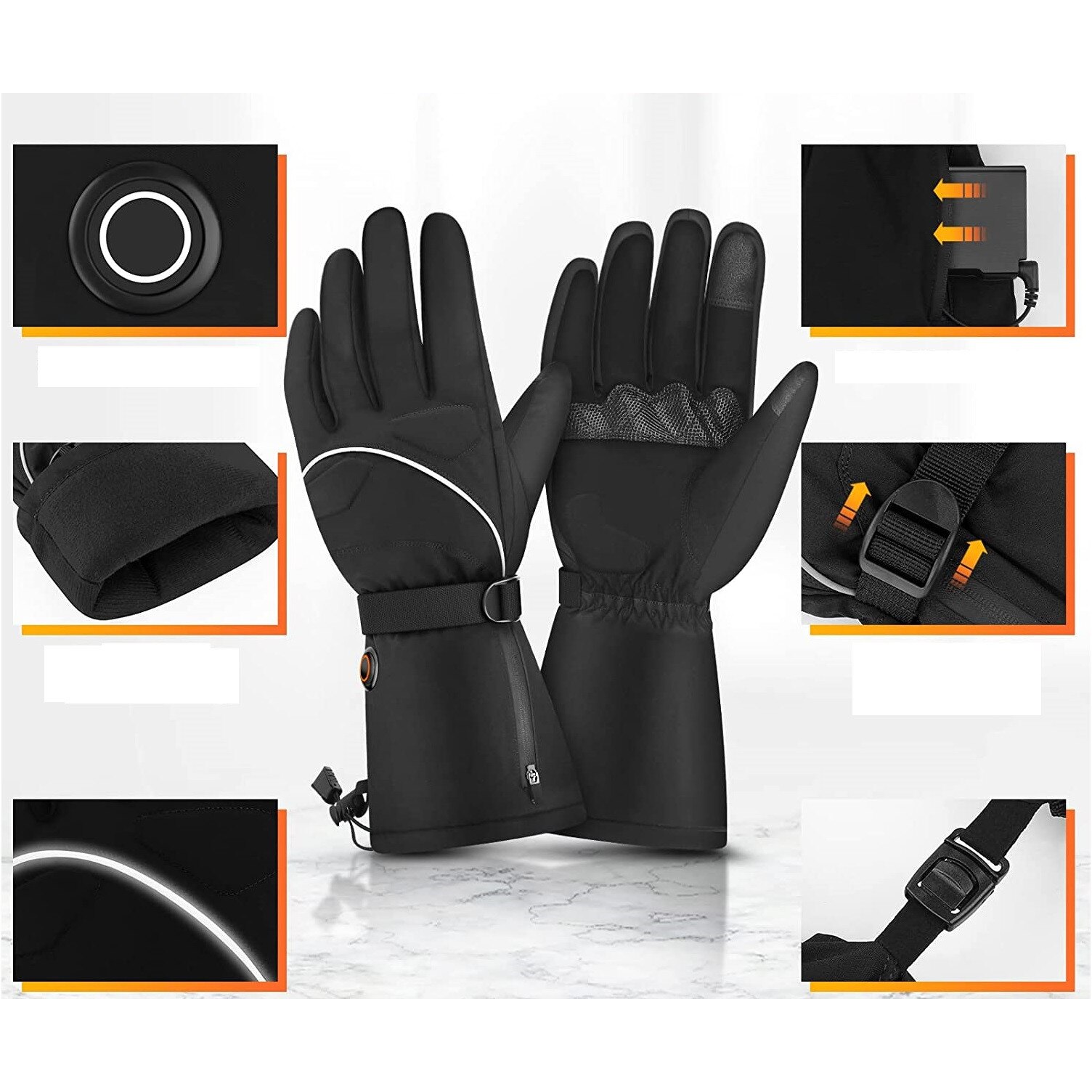 Manusi incalzite cu baterie de 4000 mAh, temperatura reglabila pe 3 ...