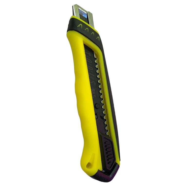 Cutter standard cu Lama neagra de 18 mm, Cauciucat, Galben/Negru - eMAG.ro