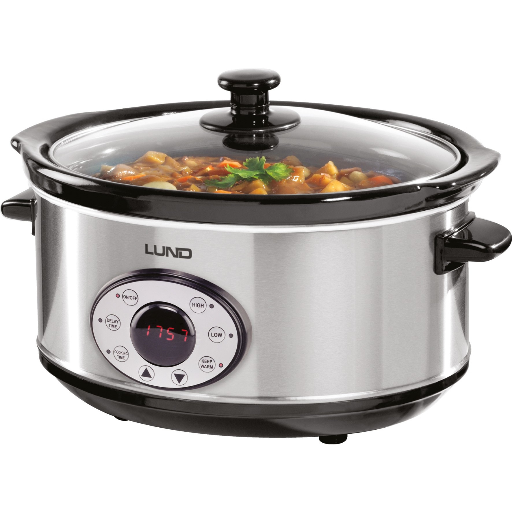 Slow cooker, Lund, Inox, 280 W, 4.5 l, Argintiu/Negru - eMAG.ro